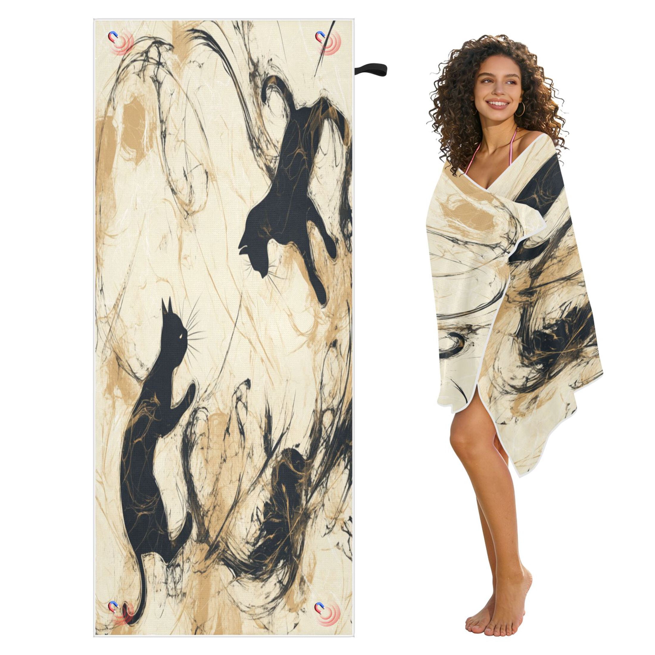 74.8*31.5in Magnetic Beach Towel Sand-Free & Quick Dry with Snap Loop ...
