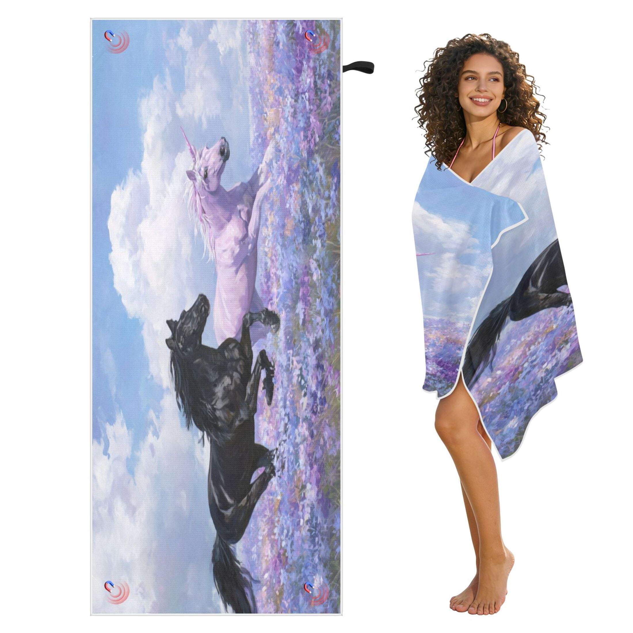 74.8*31.5in Magnetic Beach Towel Sand-Free & Quick Dry with Snap Loop ...