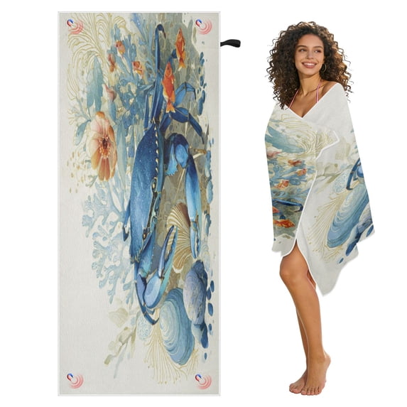 74.8*31.5in Magnetic Beach Towel Sand-Free & Quick Dry with Snap Loop ...