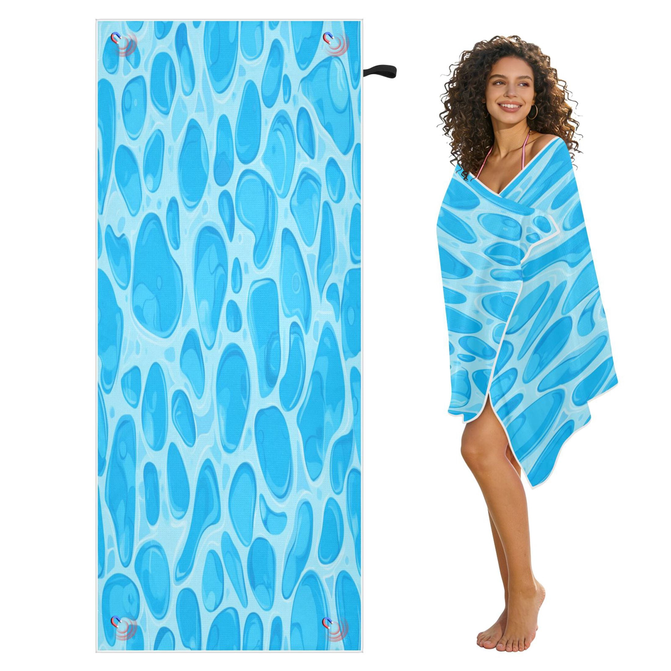 74.8*31.5in Magnetic Beach Towel Sand-Free & Quick Dry with Snap Loop ...