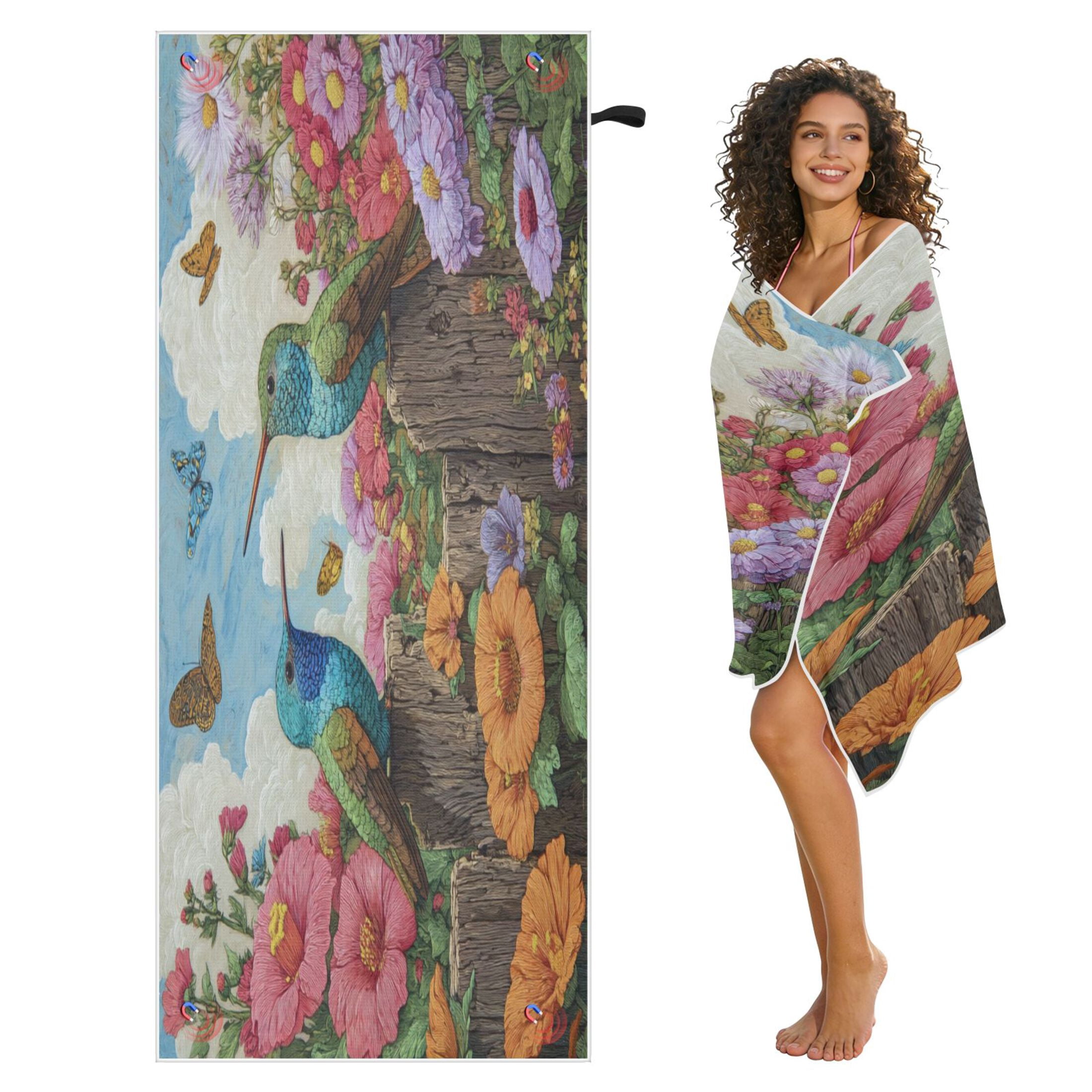 74.8*31.5in Magnetic Beach Towel Sand-Free & Quick Dry with Snap Loop ...