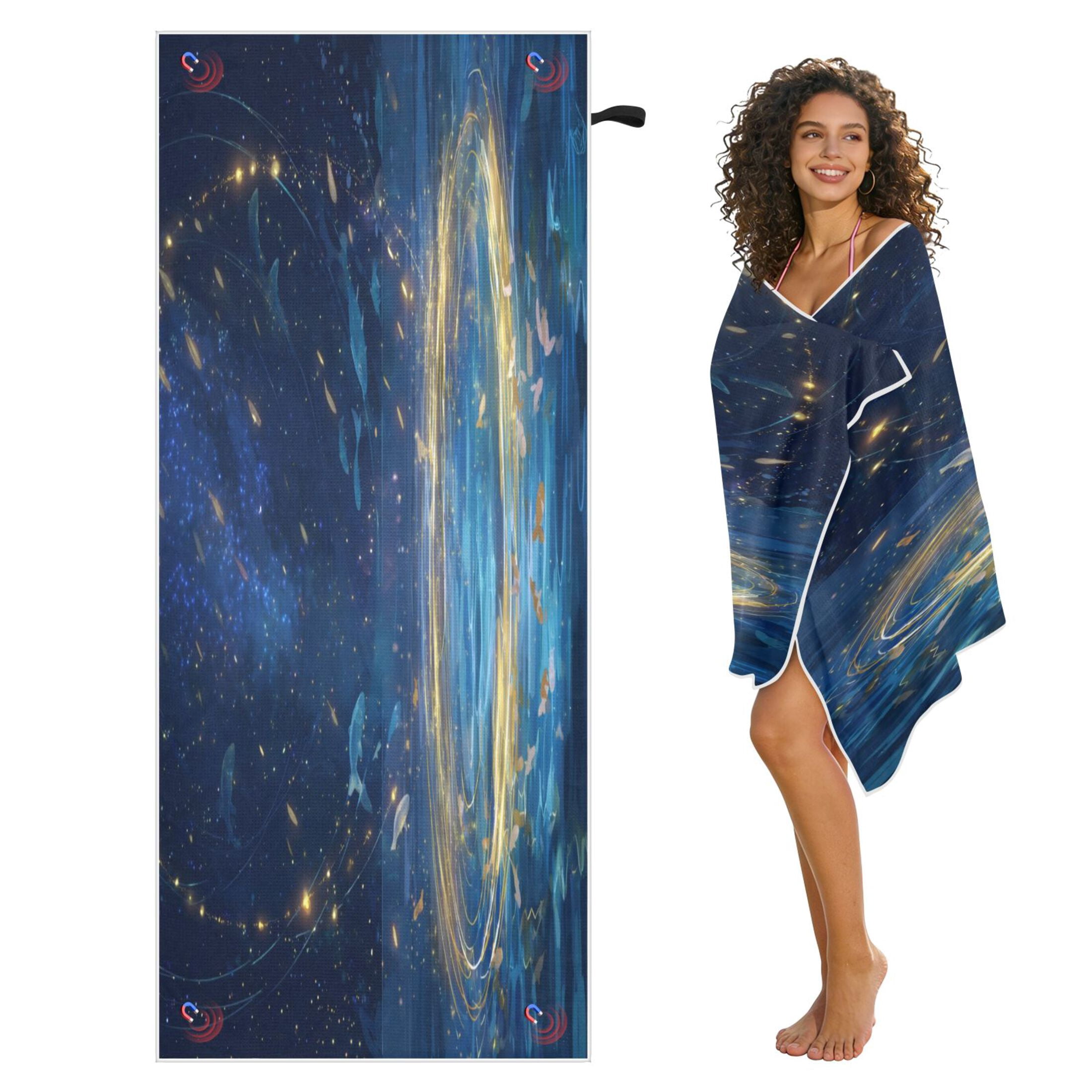 74.8*31.5in Magnetic Beach Towel Sand-Free & Quick Dry with Snap Loop ...