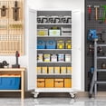 74.8" H Metal Garage Storage Cabinet with Doors and Shelves, Rolling ...