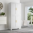 74.8"H Tall Metal China Storage Cabinet Hutch for Kicthen Pantry Dining ...