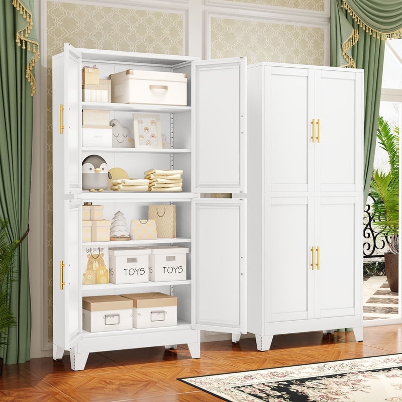 74.8"H Tall Metal China Storage Cabinet Hutch for Kicthen Pantry Dining ...