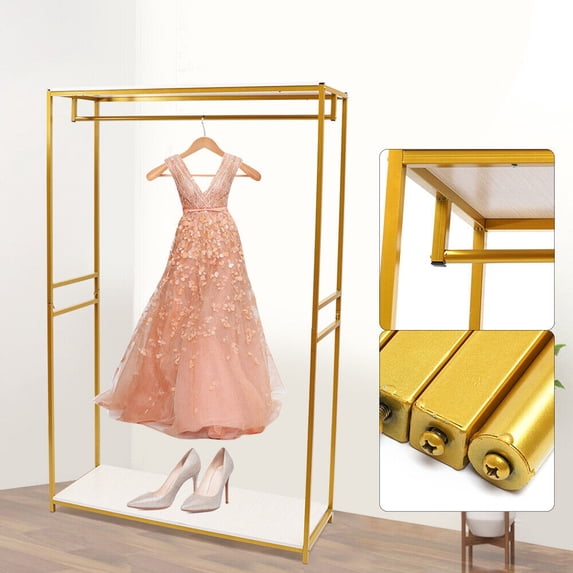 74.8inch Gold Clothes Hanging Stand Garment Rack Freestanding Dress ...