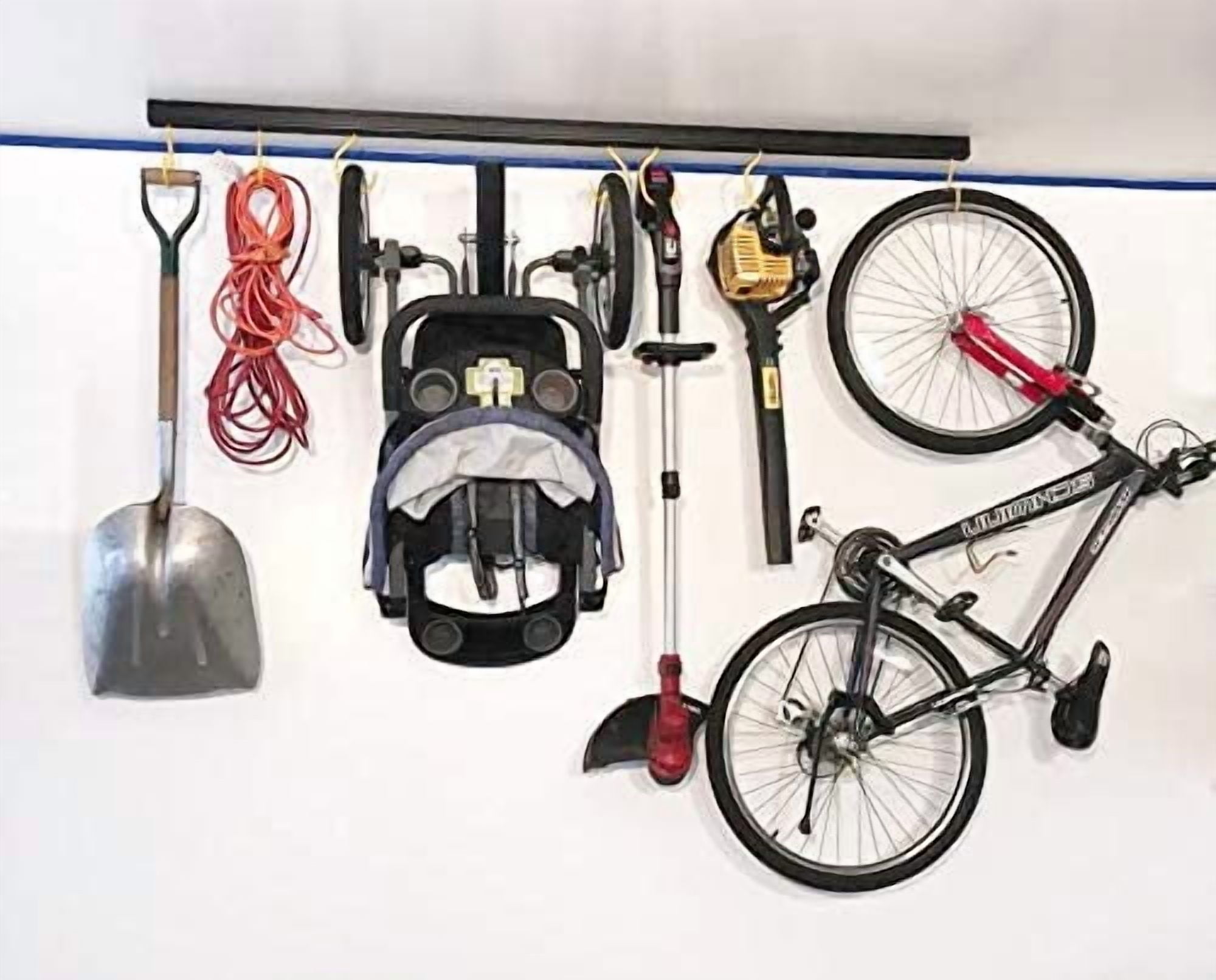 74" Adjustable Overhead Storage Track/Bike Rack With Hooks Slide and ...