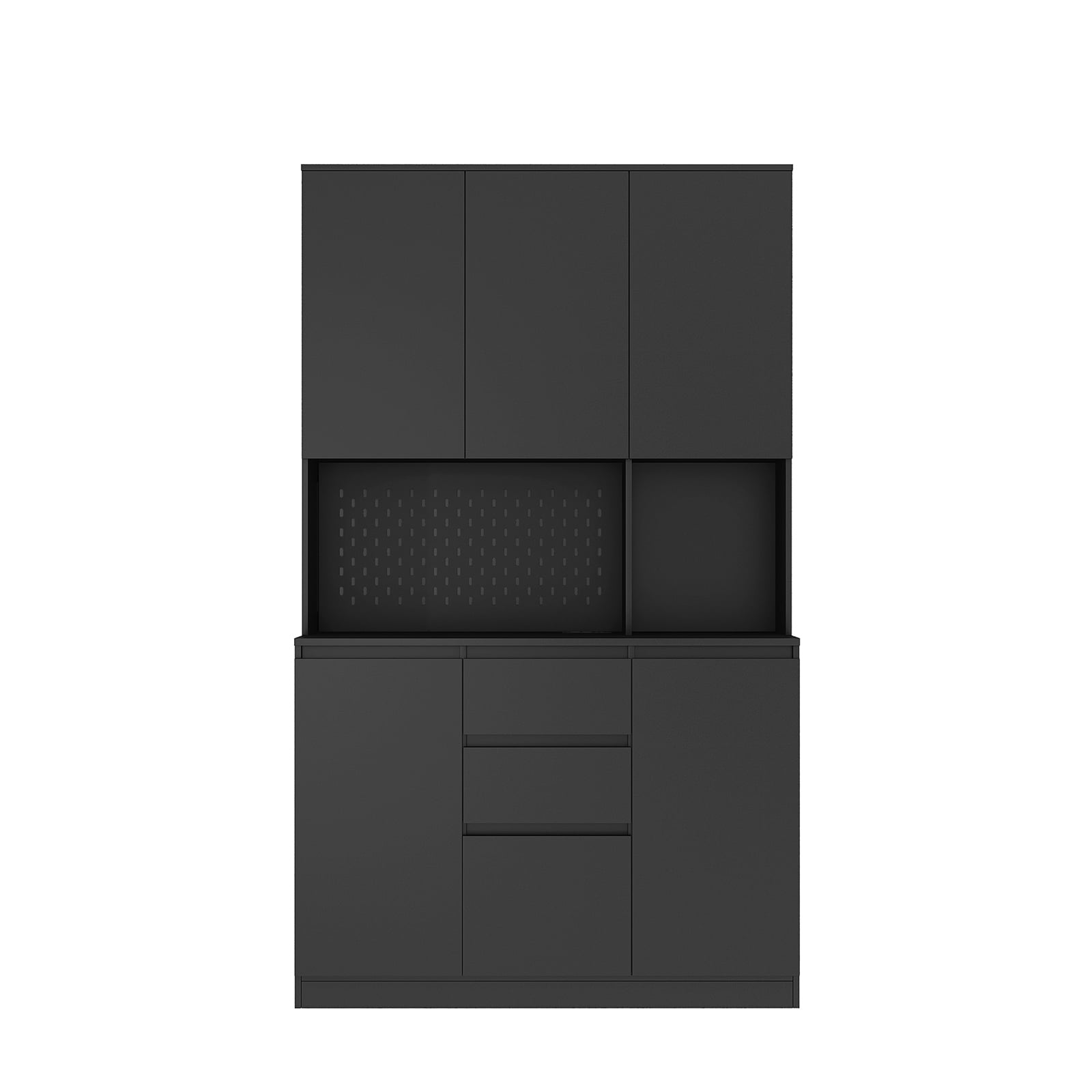 74" Freestanding Pantry Cabinet Buffet Cupboard Storage Cabinet With 3 ...
