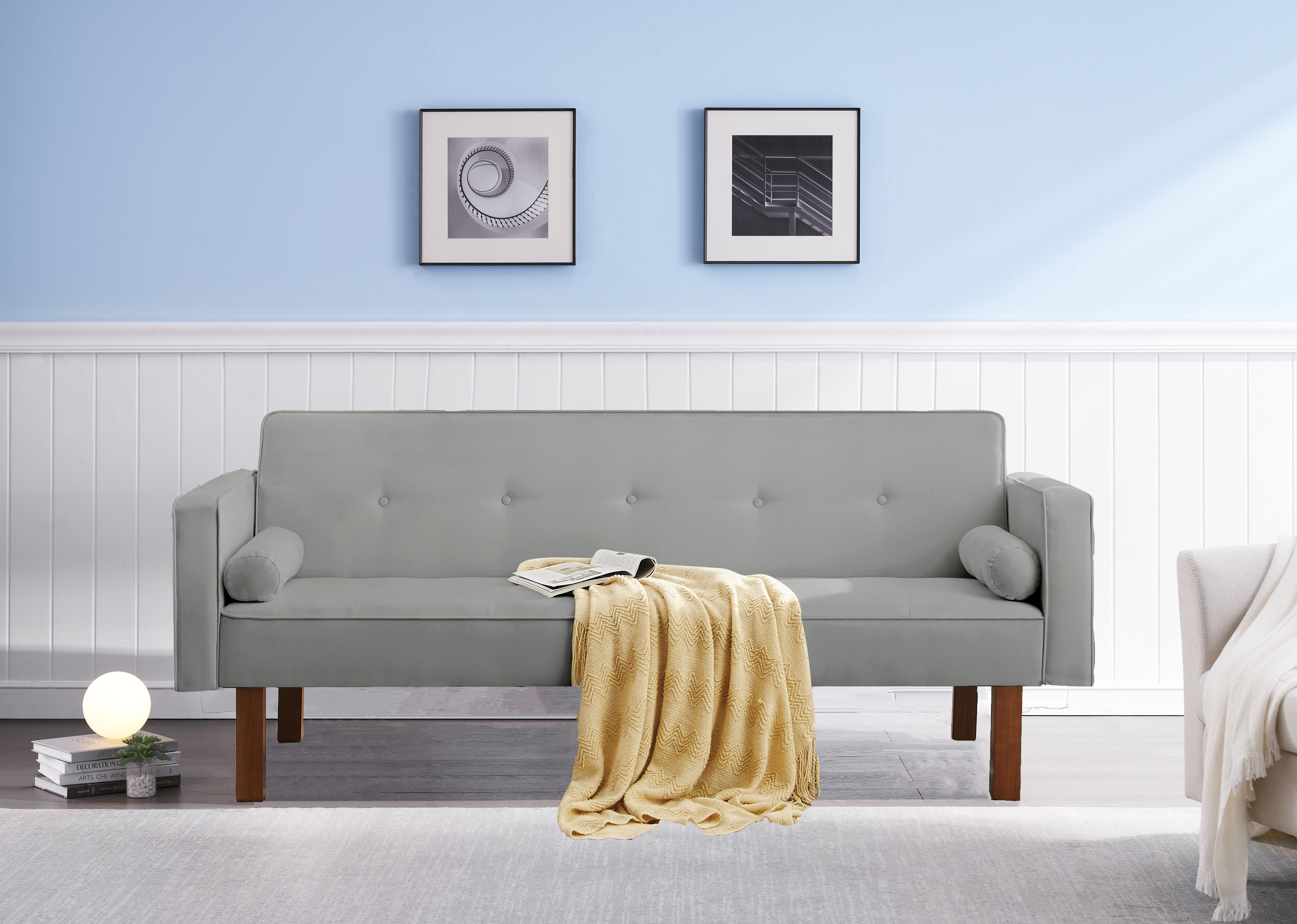 "74"" Futon Sofa Bed, Twin Size, Upholstered, Recliner, Removable ...