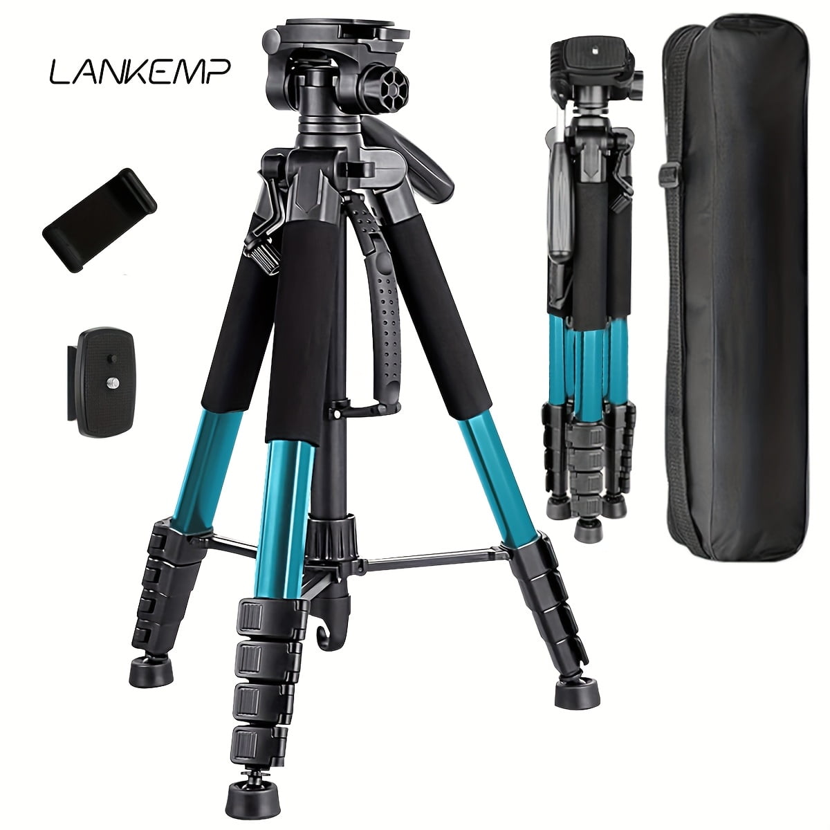 74" Heavy-Duty Aluminum Tripod with Dual Quick Release Plates, Phone ...