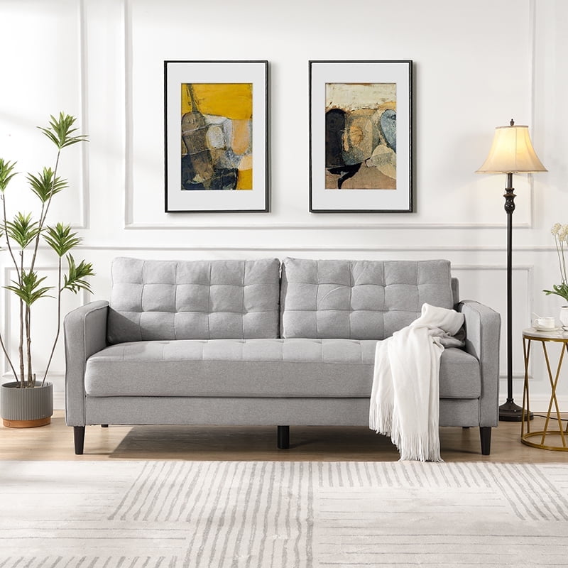 74" High-Resilience 3-Seater Sofa, Modern Upholstered Couch with Sturdy ...