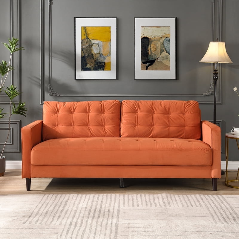 74" High-Resilience 3-Seater Sofa, Modern Upholstered Couch with Sturdy ...