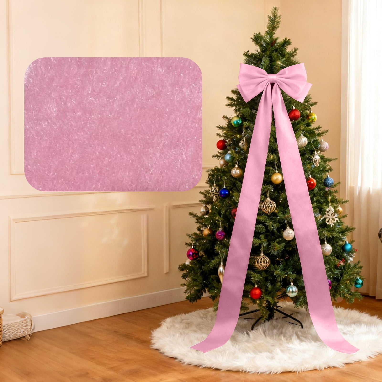 74 Inches Christmas Extra Large Velvet Bows Christmas Tree Topper Decor ...