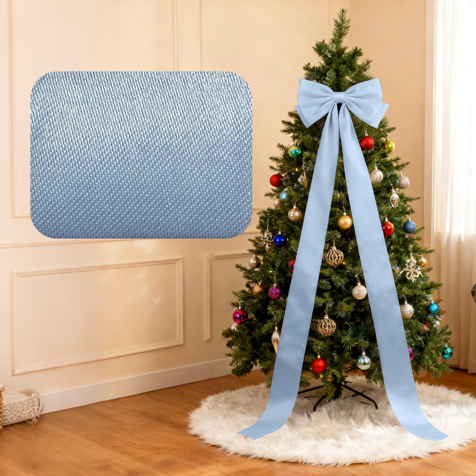 74 Inches Christmas Extra Large Velvet Bows Christmas Tree Topper Decor ...