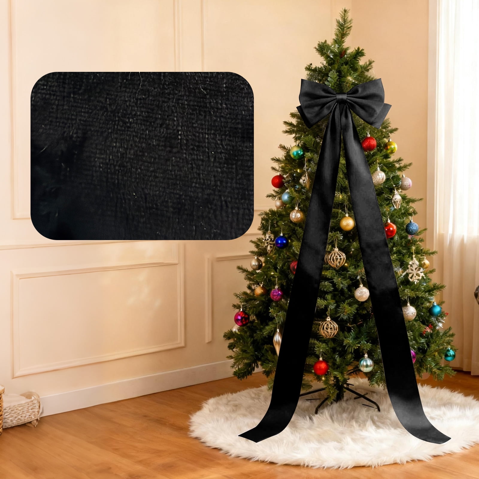 74 Inches Christmas Extra Large Velvet Bows Christmas Tree Topper Decor ...