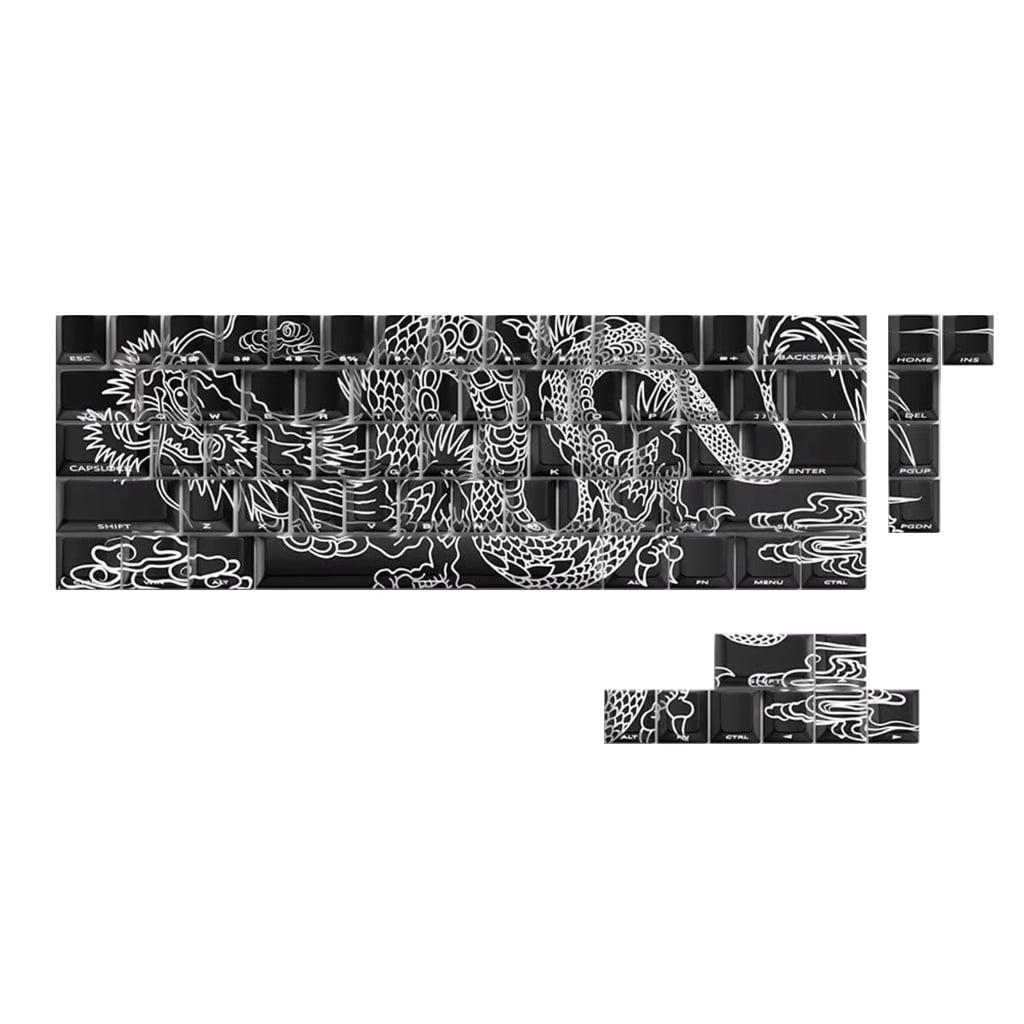 74 Key PBT Keycaps Side Print Backlit Loong Art For 60 61 65 67 68 ...