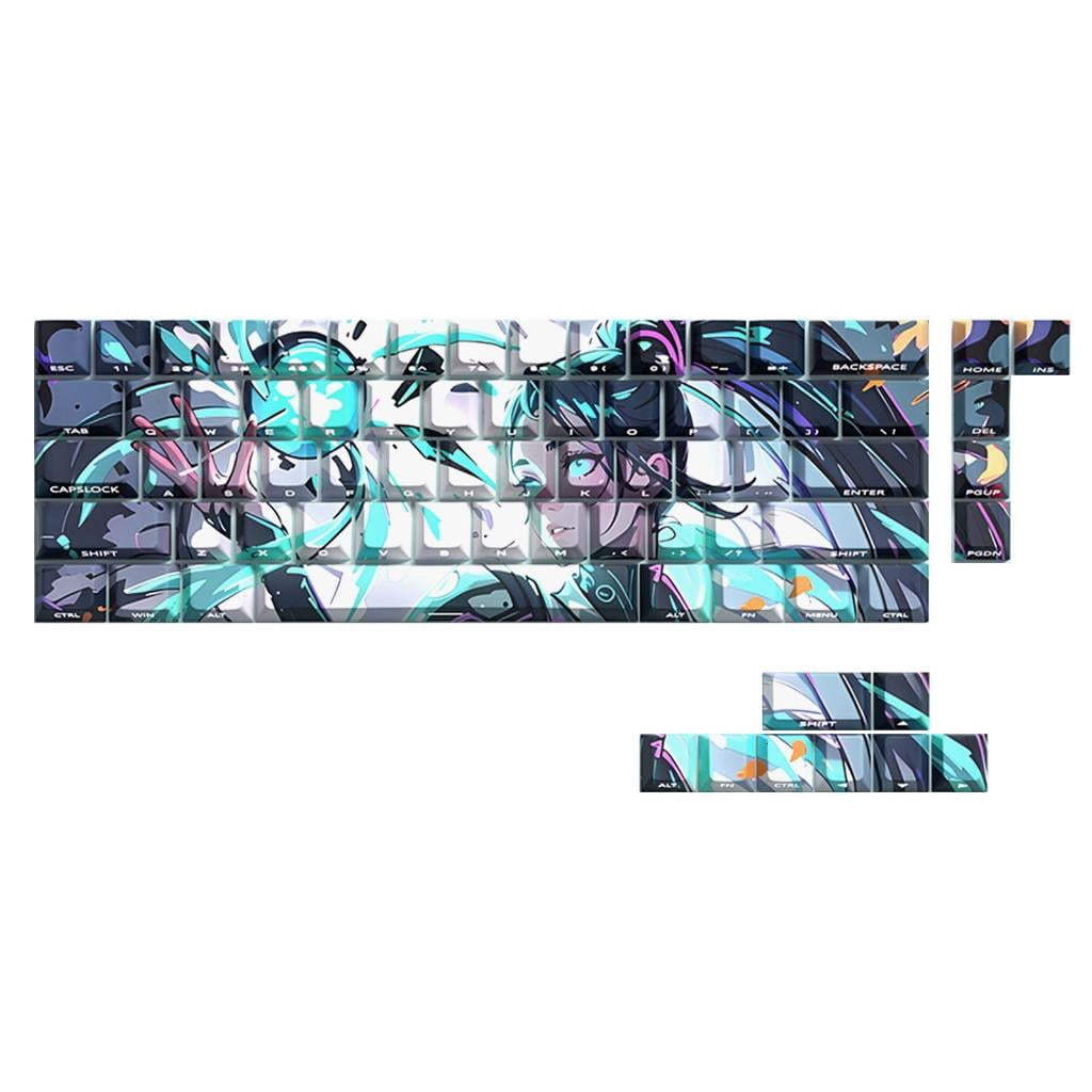 74 Keys Anime Key Caps Set PBT Engraved Side Keycaps Replacement for 61 ...