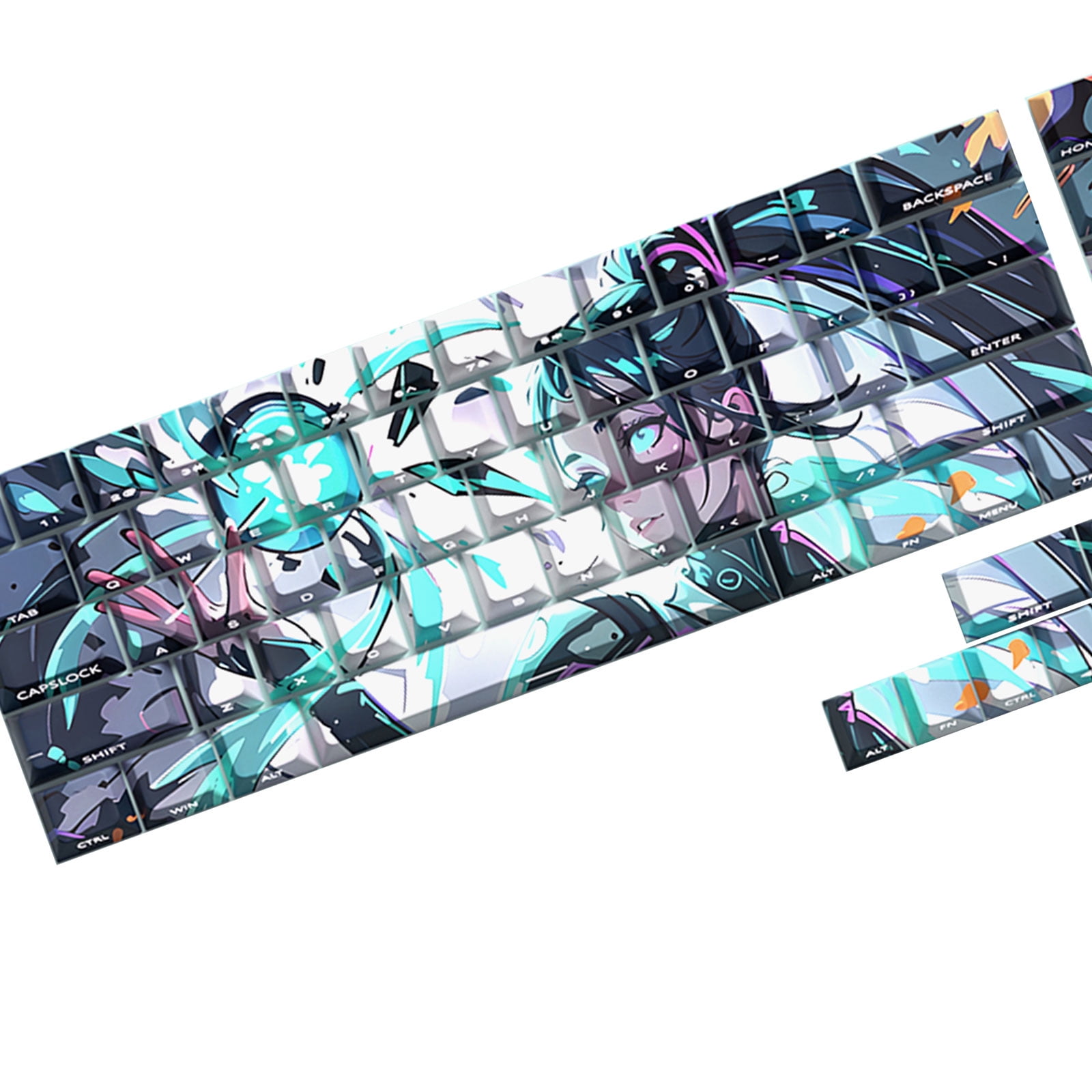 74 Keys Key Caps Set Engraved Side Keycaps Replacement for 61 67 68 ...