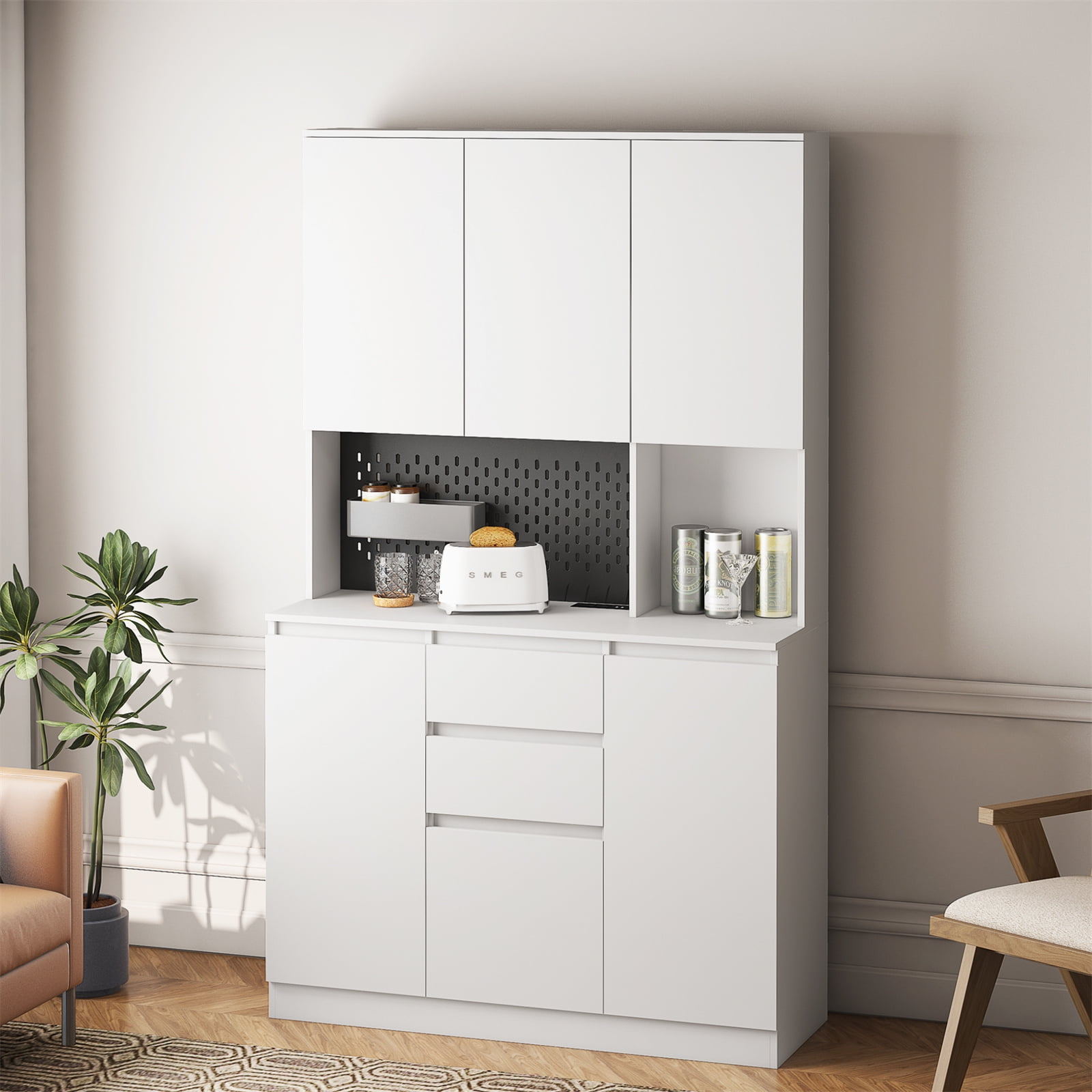 74'' Kitchen Pantry Storage Cabinet, Freestanding Buffet Cupboard ...