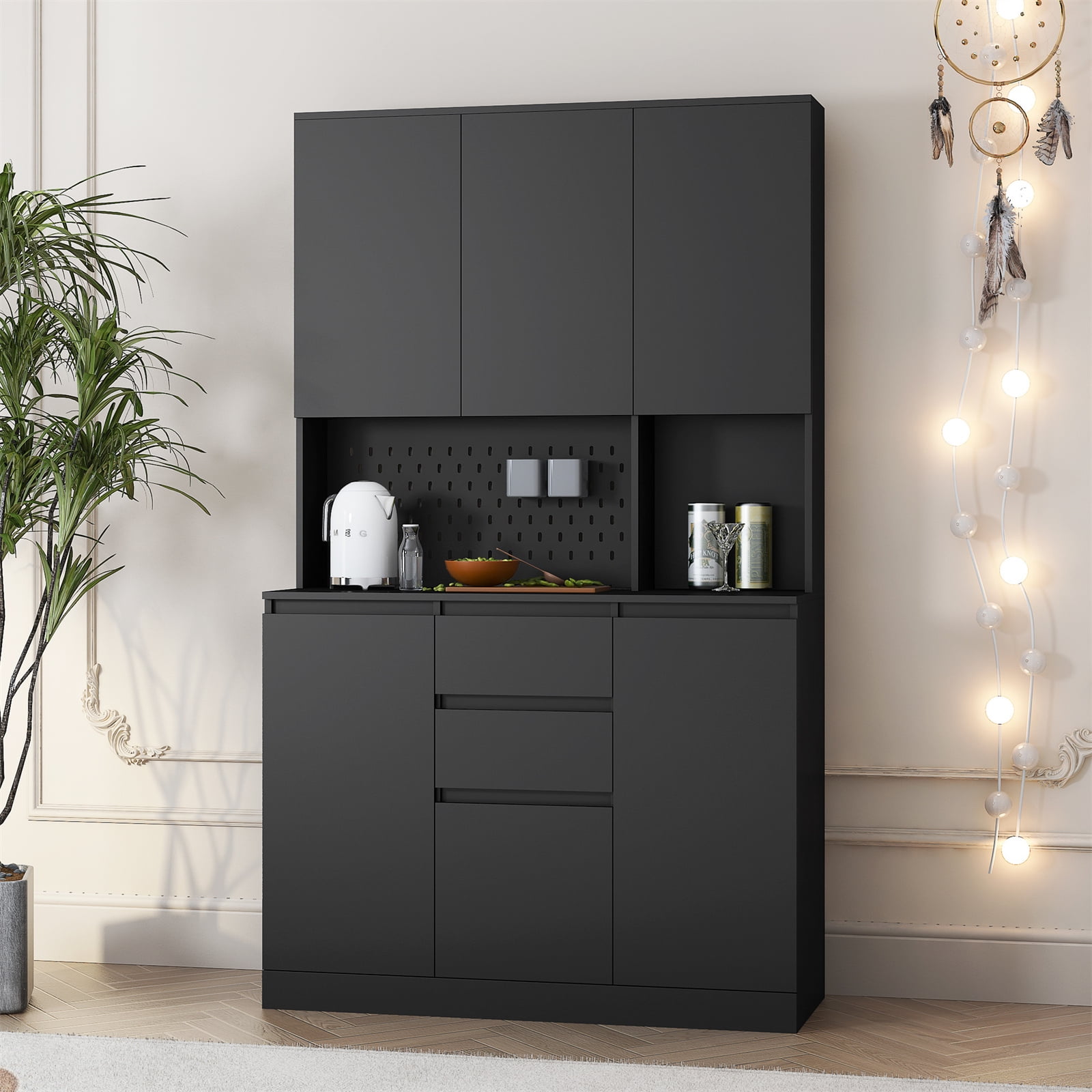 74'' Kitchen Pantry Storage Cabinet, Freestanding Buffet Cupboard ...