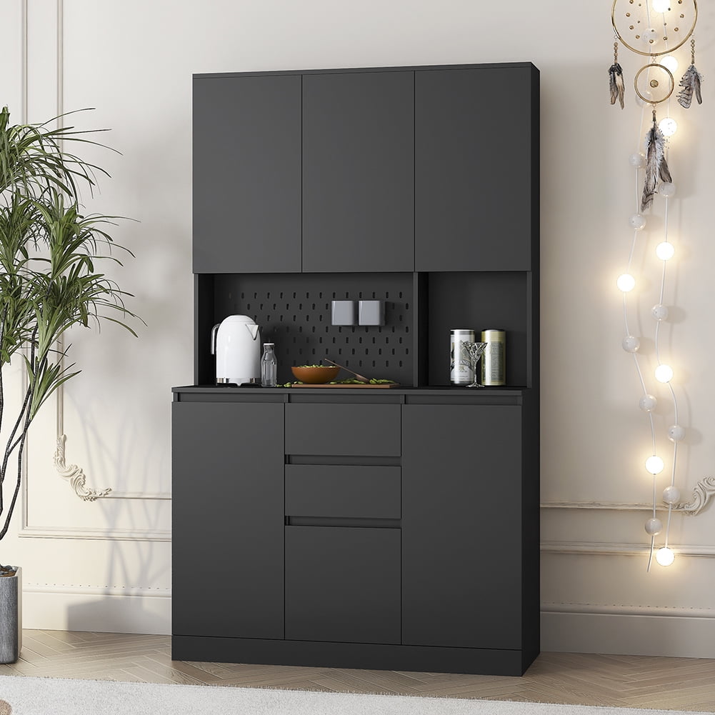 74" Kitchen Pantry Storage Cabinet,Tall Freestanding Buffet Cupboard ...