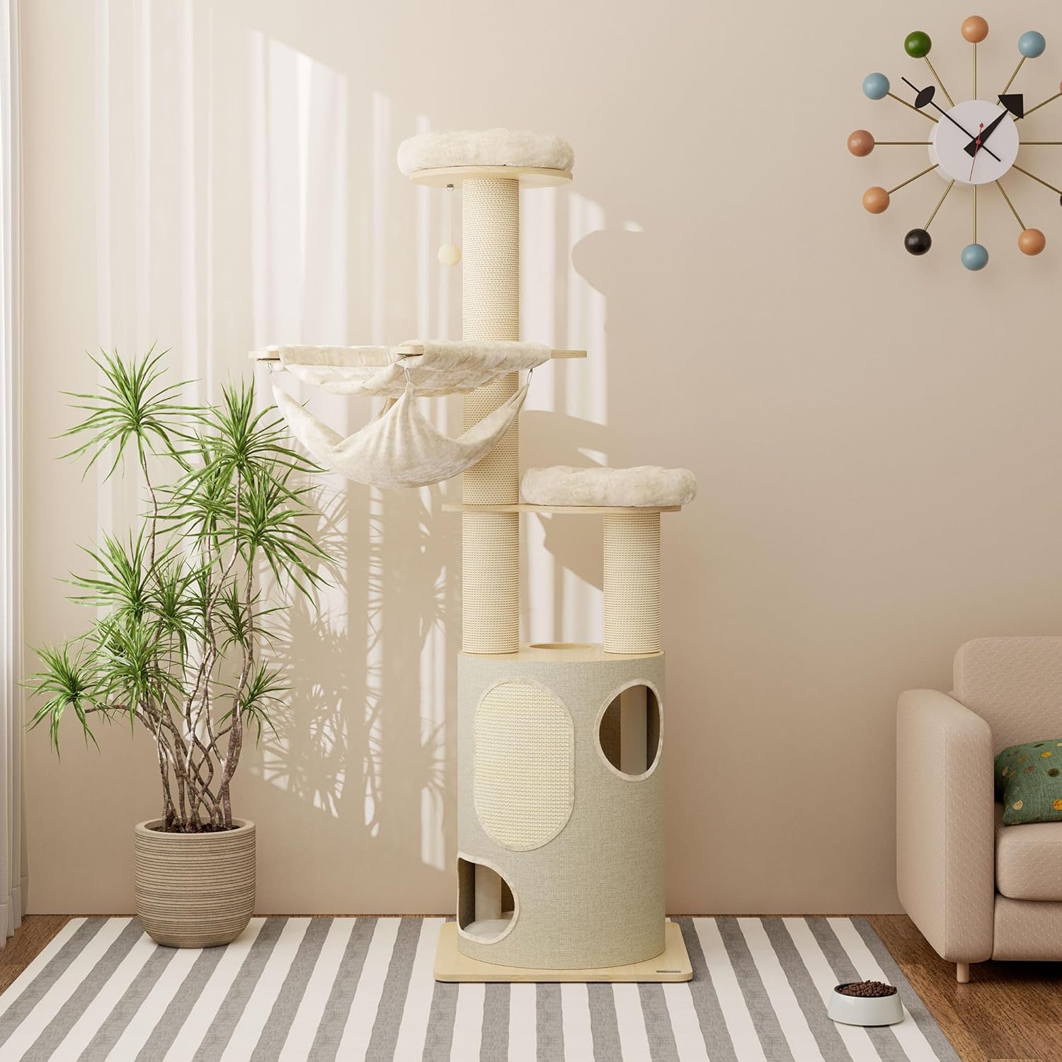 74” Large Cat,Tall Cat Tree Tower Multi-Level Platforms with 2-Story ...
