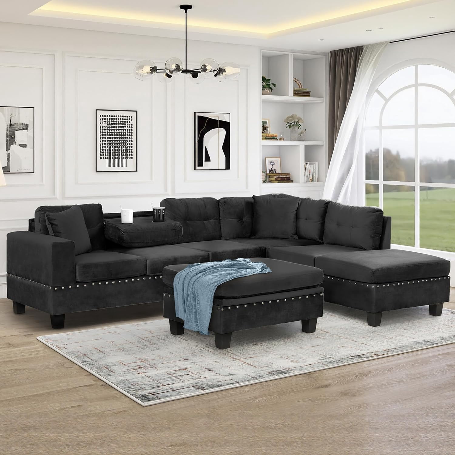 74" Luxuriously Comfortable 3-Seater Cloud Couch,Chenille Fabric Sofa ...