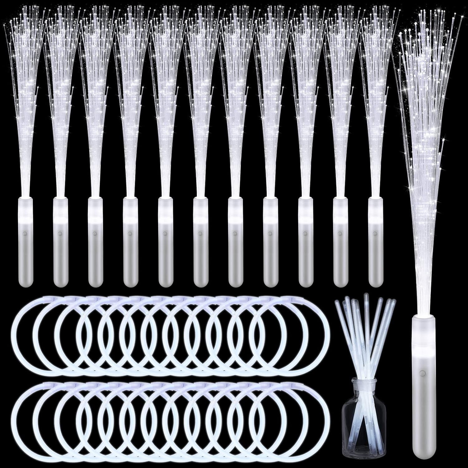74 Pcs LED Fiber Optic Stick Light Up Fiber Optic Wedding Stick Glow in ...
