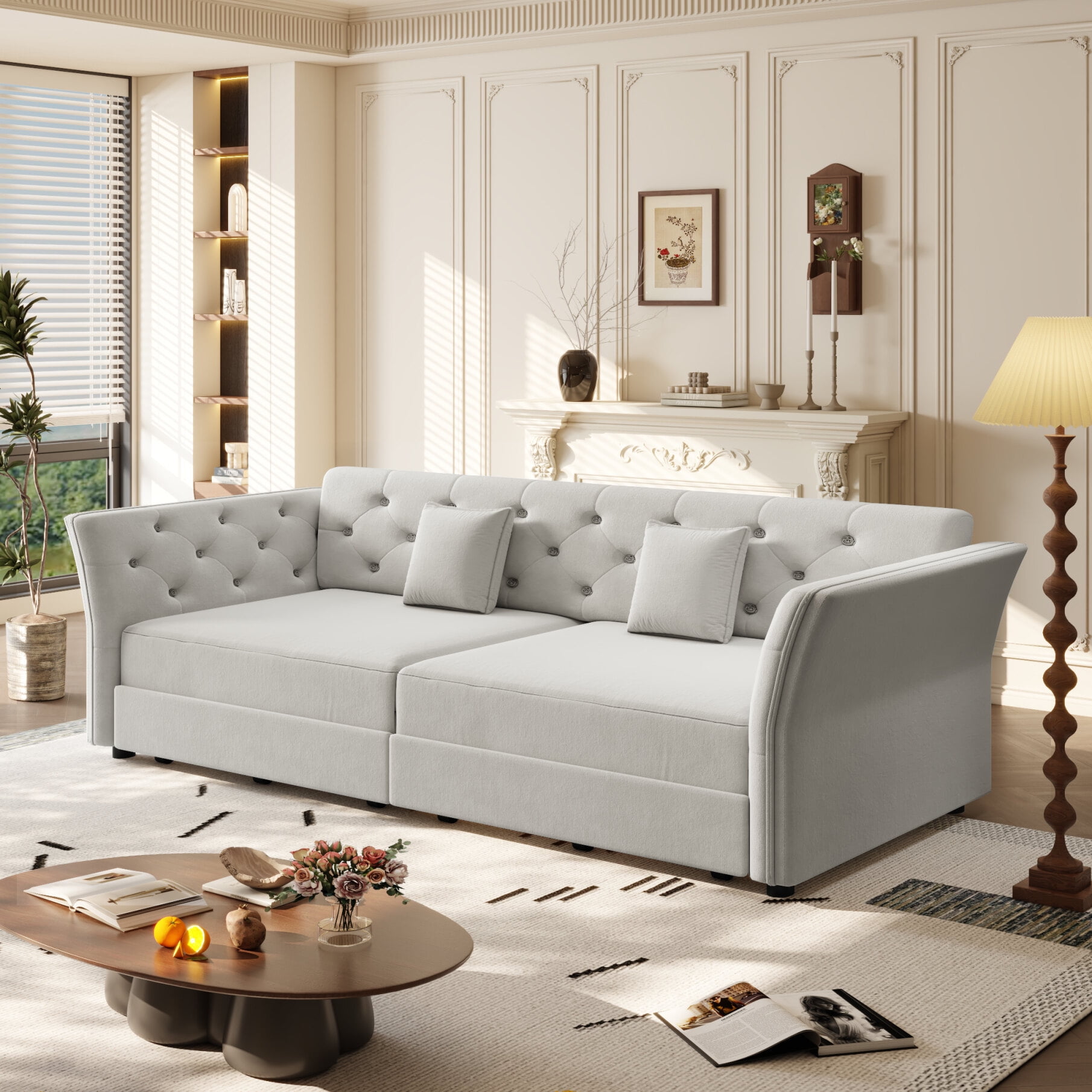 74" Pull Out Sofa Bed, 2-in-1 Convertible Sleeper Sofa with Deep Seat ...