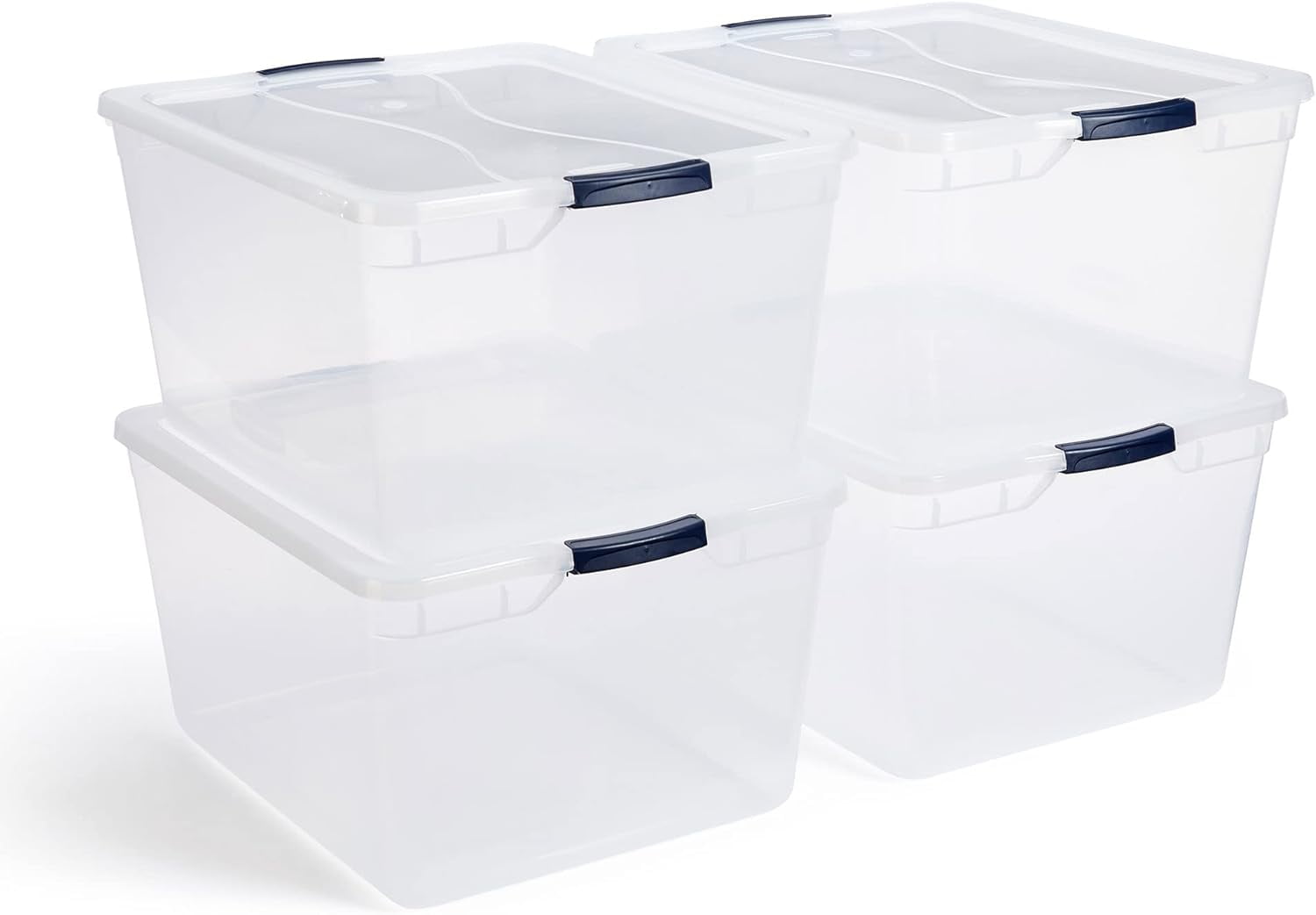 74 Qt. 4-Pack Clear Latching Plastic Storage Containers – Large Organizers for Home/Office ...