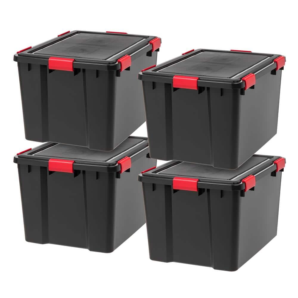 74 Qt. WeatherPro Heavy-Duty Storage Tote in Black - Set of 4 - Walmart.com