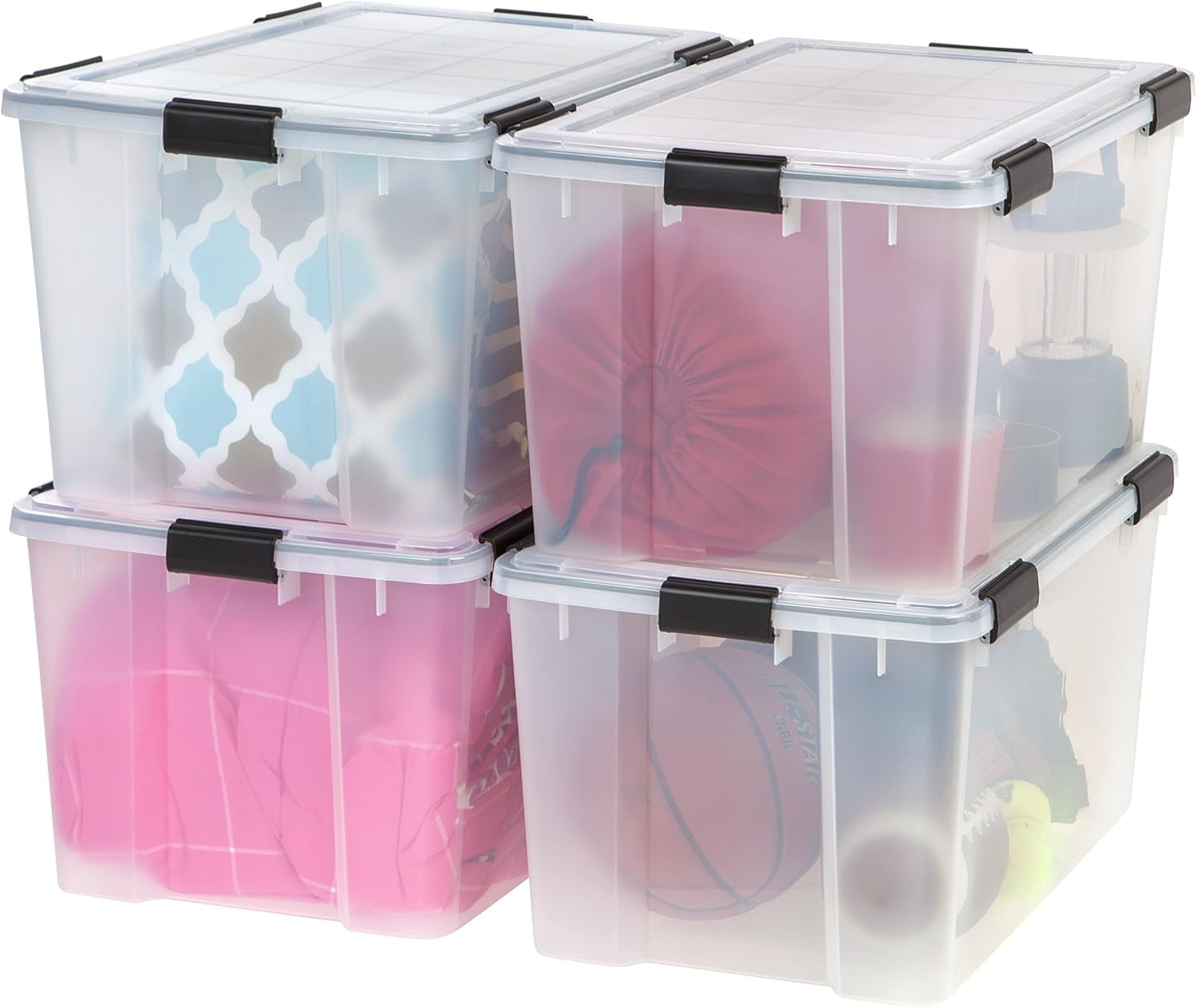 74 Quart WeatherPro Plastic Storage Bin Tote Organizing Container with ...