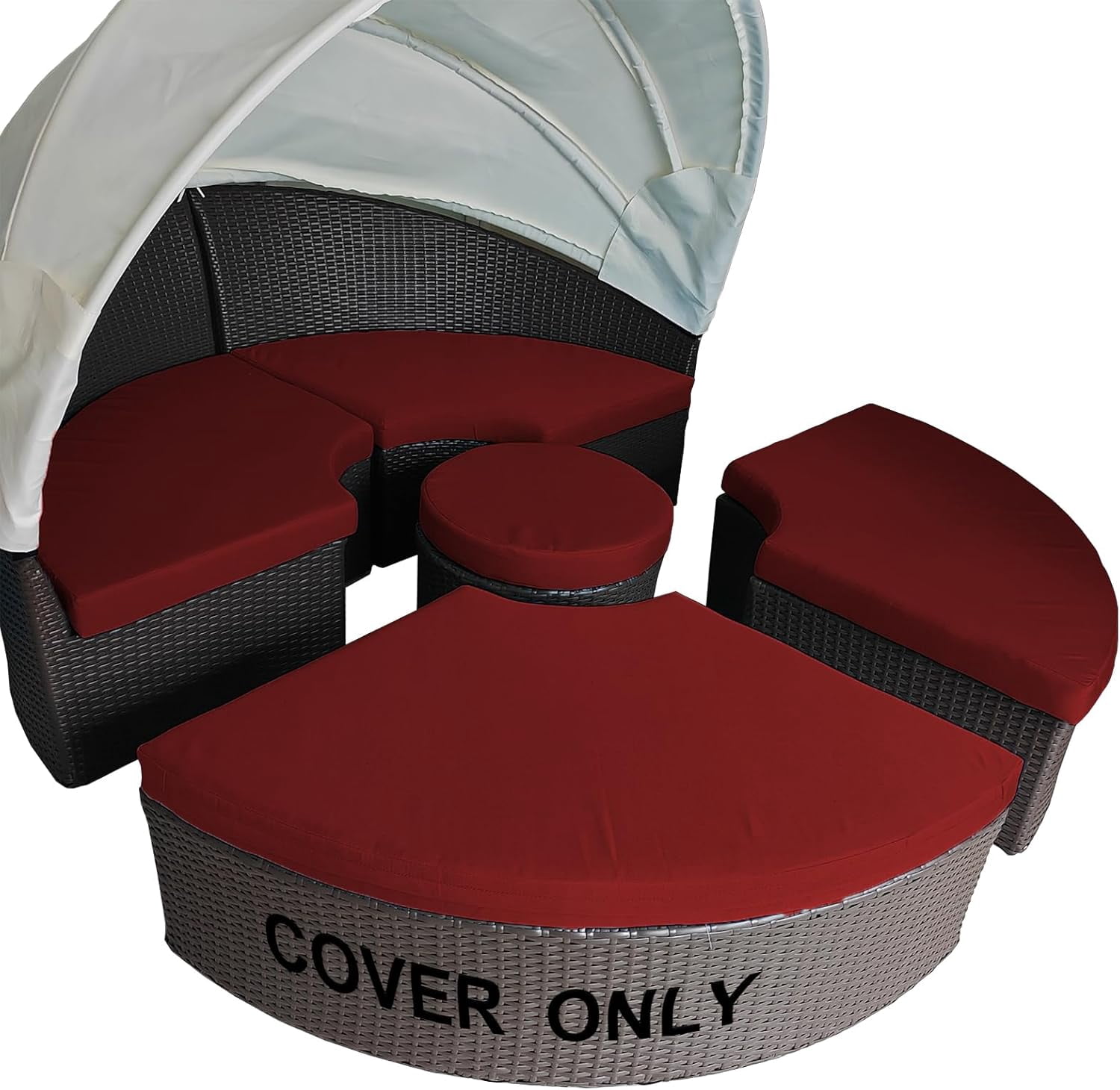 74" Round Daybed Cushion Cover Set (4-5-Piece) - Water-Resistant & Fade ...