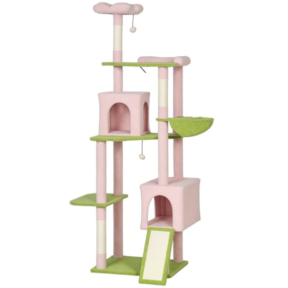 74 inch Large Flower Cat Tree with Scratching Post and Board for Cats ...