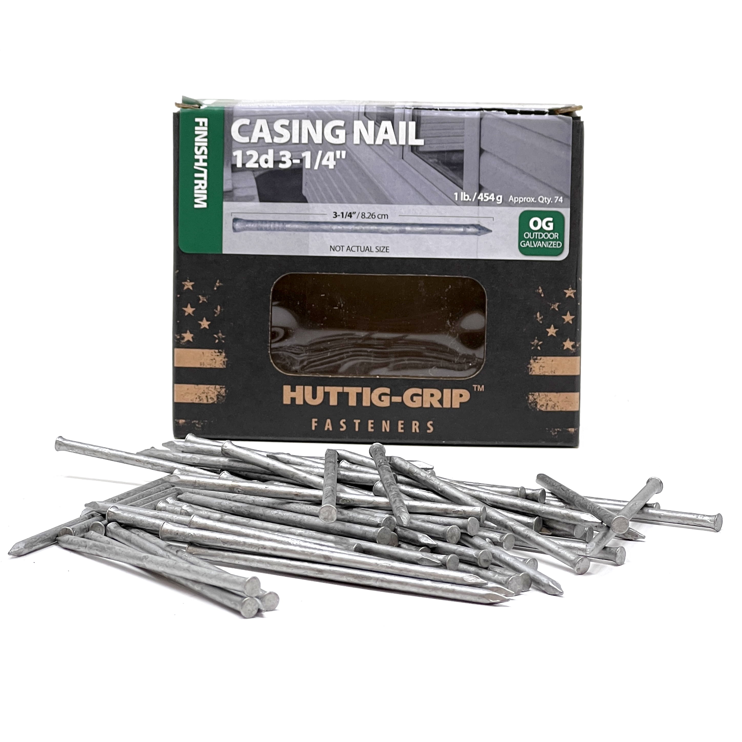 74 pcs Huttig-Grip 12d Finish Trim Casing Nails 3-1/4in Outdoor ...