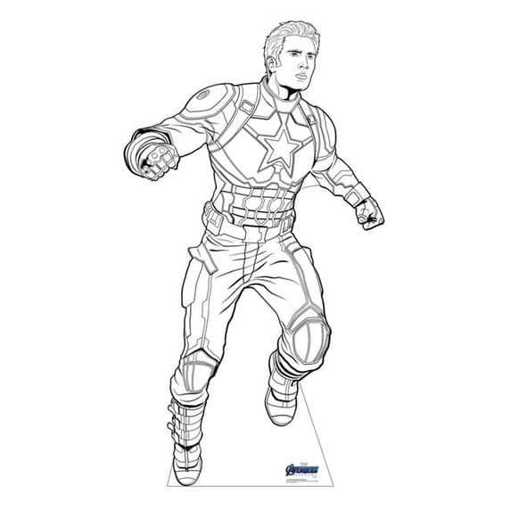 74 x 41 in. Color Me Captain America Cardboard Cutout, Avengers Endgame ...