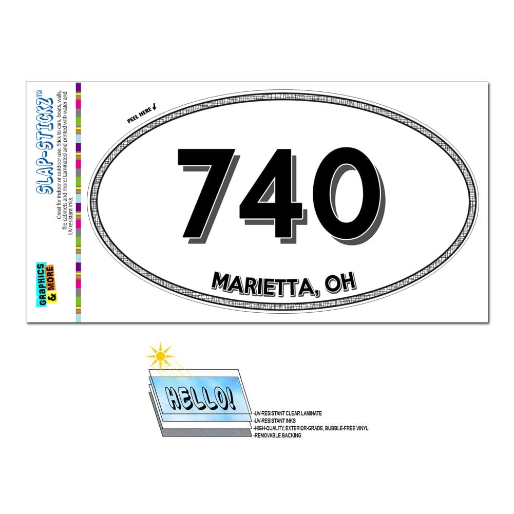 740 - Marietta, OH - Ohio - Oval Area Code Sticker - Walmart Business ...