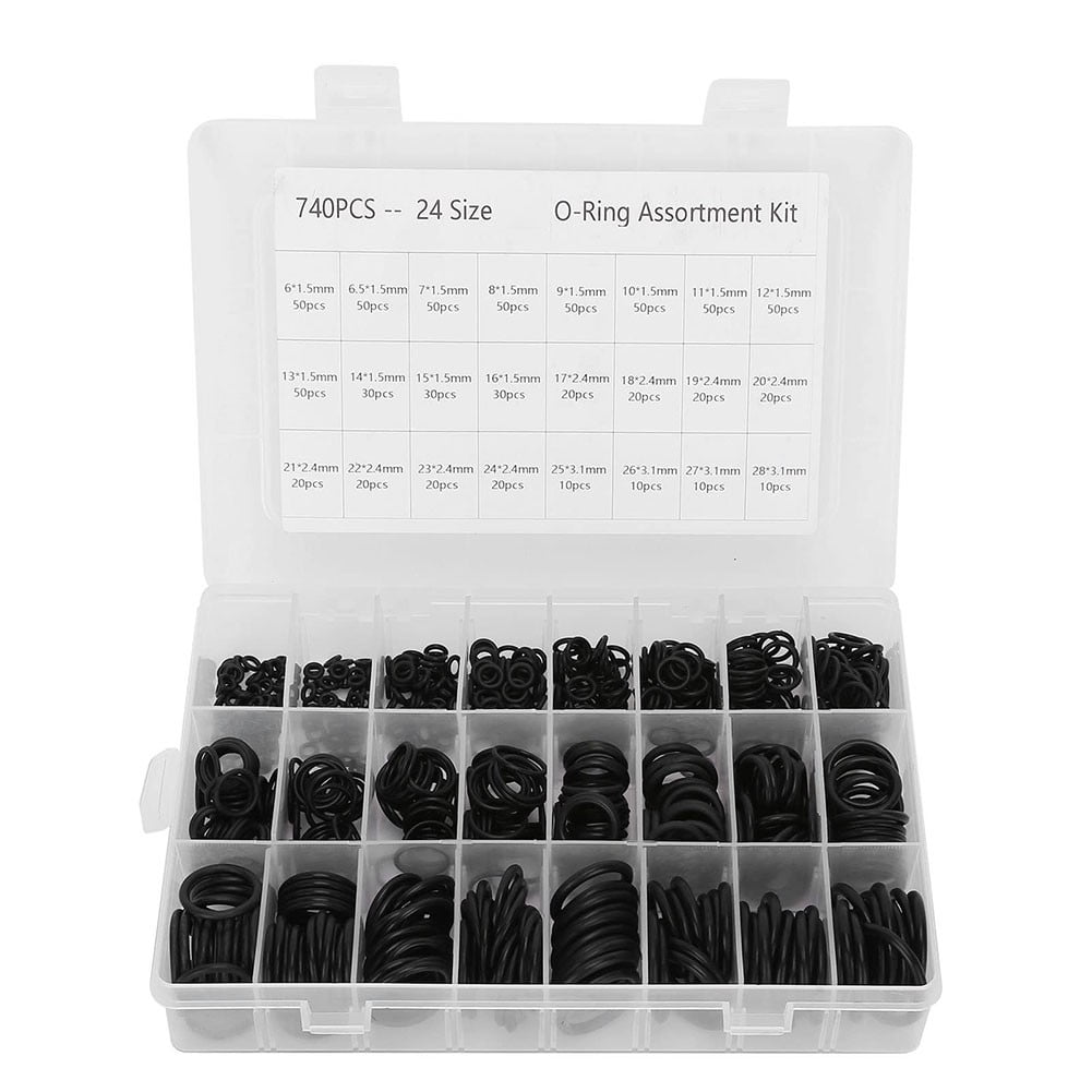 740PCS O-Ring Assortment Set, Nitrile Rubber set, 24 Sizes Rubber ...