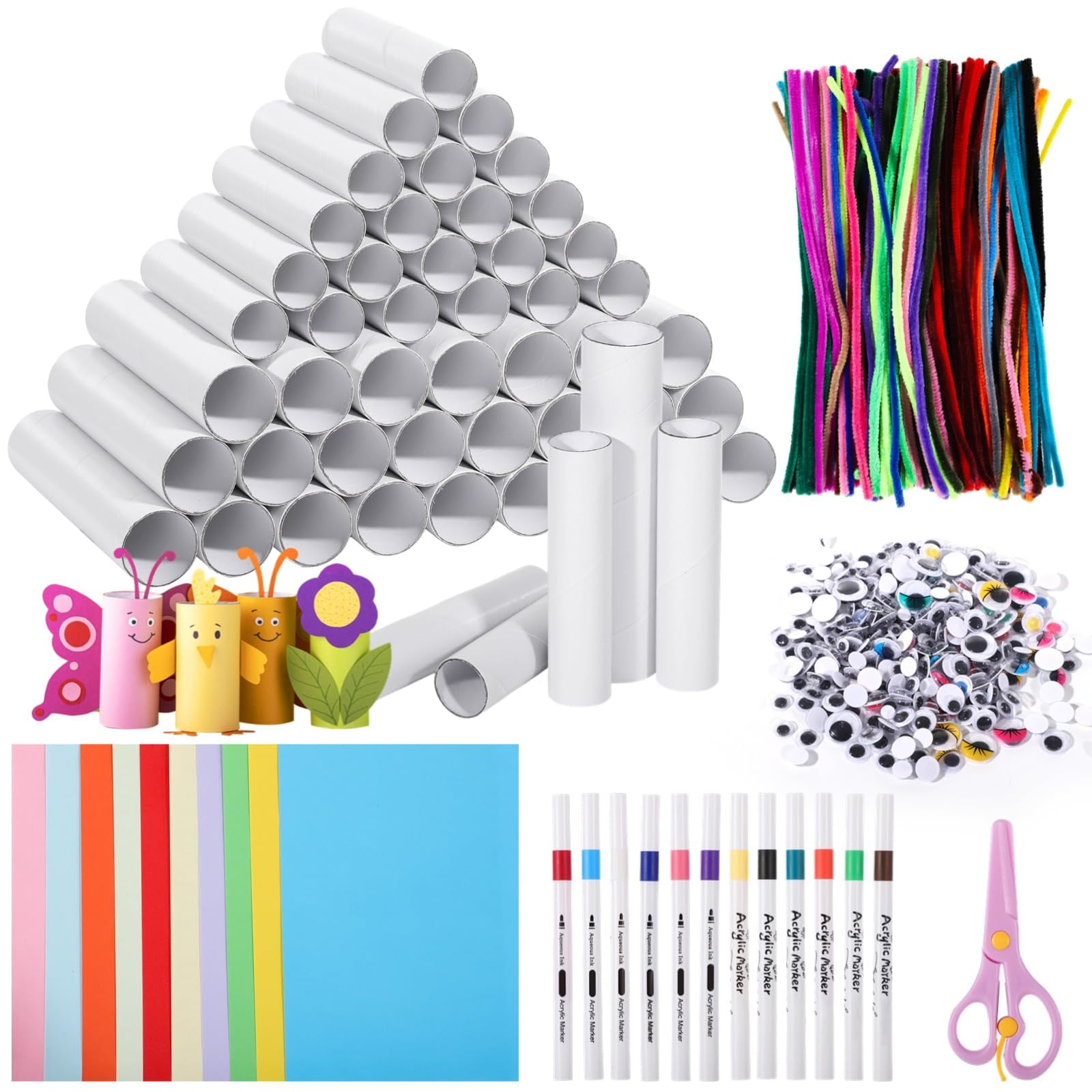 743 PCS Cardboard Tubes MSF2 Set for Crafts, 80 Pack Toilet Paper Rolls ...