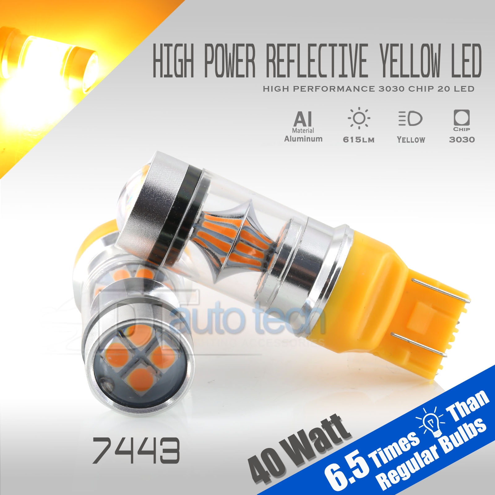 7443 Amber Yellow 40W High Power 3030 Chip LED Projector Turn Signal ...