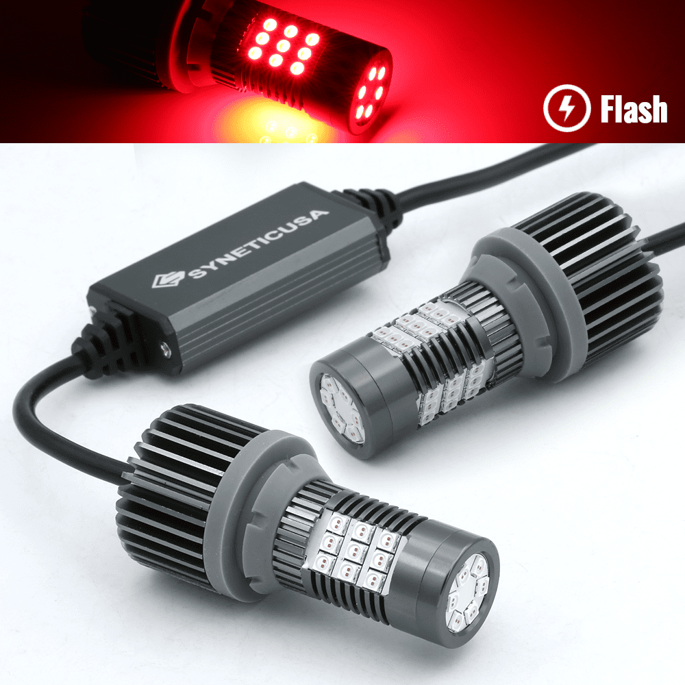 7443 Error Free Canbus Red Flashing Strobe Blinking Rear Alert Safety ...