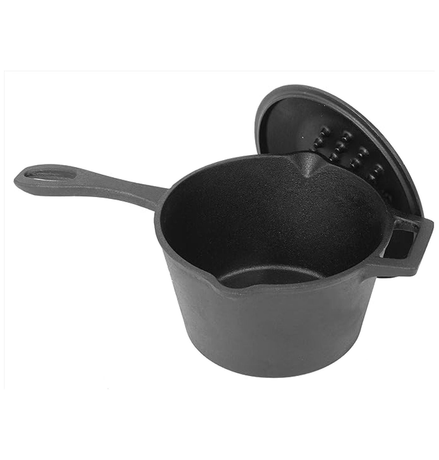 7448 2.5-qt Cast Iron Covered Sauce Pot Features Self-Basting Domed Lid ...