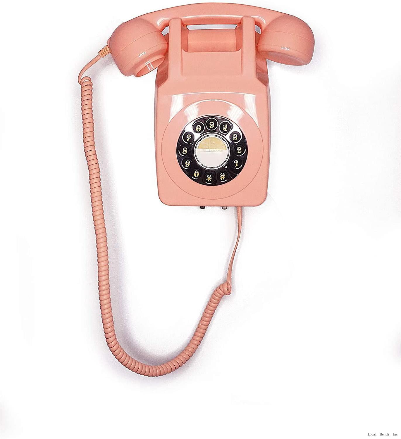 746 Wall-Mounted Push-Button Retro Landline Phone - Curly Cord ...