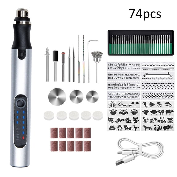74PCS Cordless Electric Rotary Tool Portable Mini Engraving Pen 3-speed ...