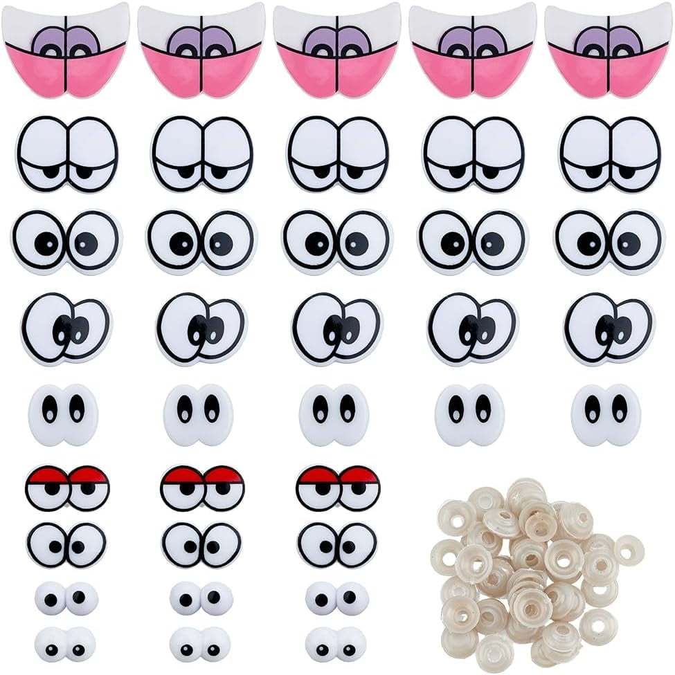 74Pcs 9 Styles Safety Craft Eyes with Eyes Washers White Stuffed ...