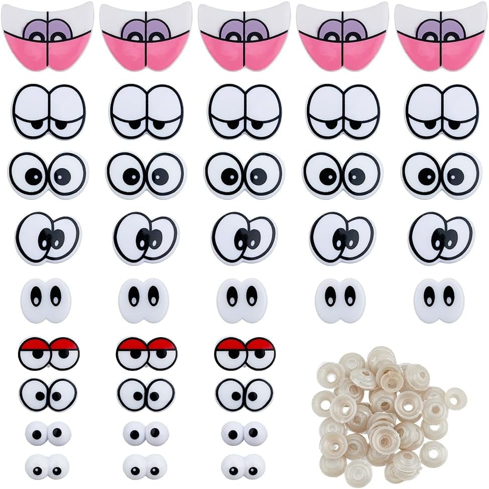 74Pcs Safety Craft Eyes with Eyes Washers White Stuffed Crochet Eyes ...