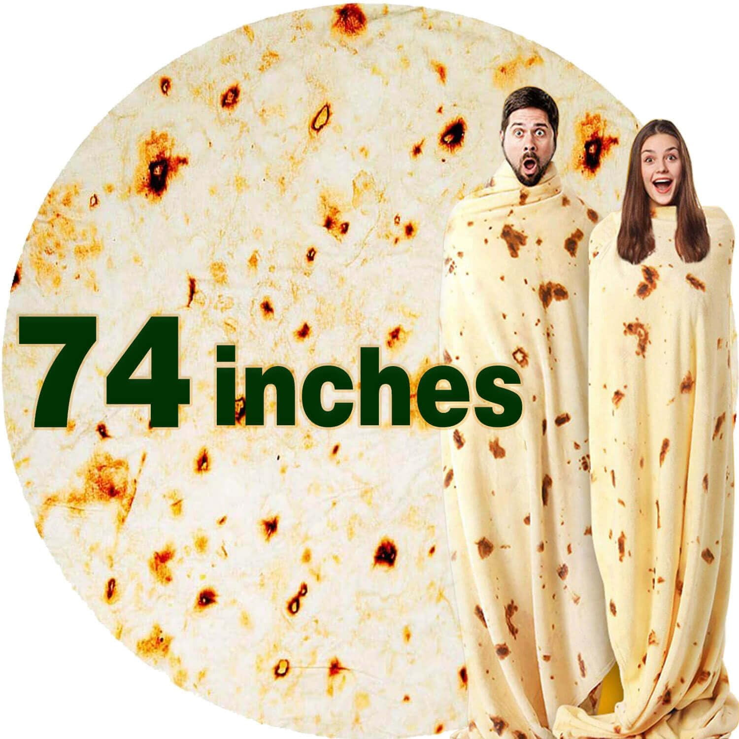 74in Funny Burrito Tortilla Blanket Soft Flannel Wrap Throw for Adults Women Men White Elephant ...
