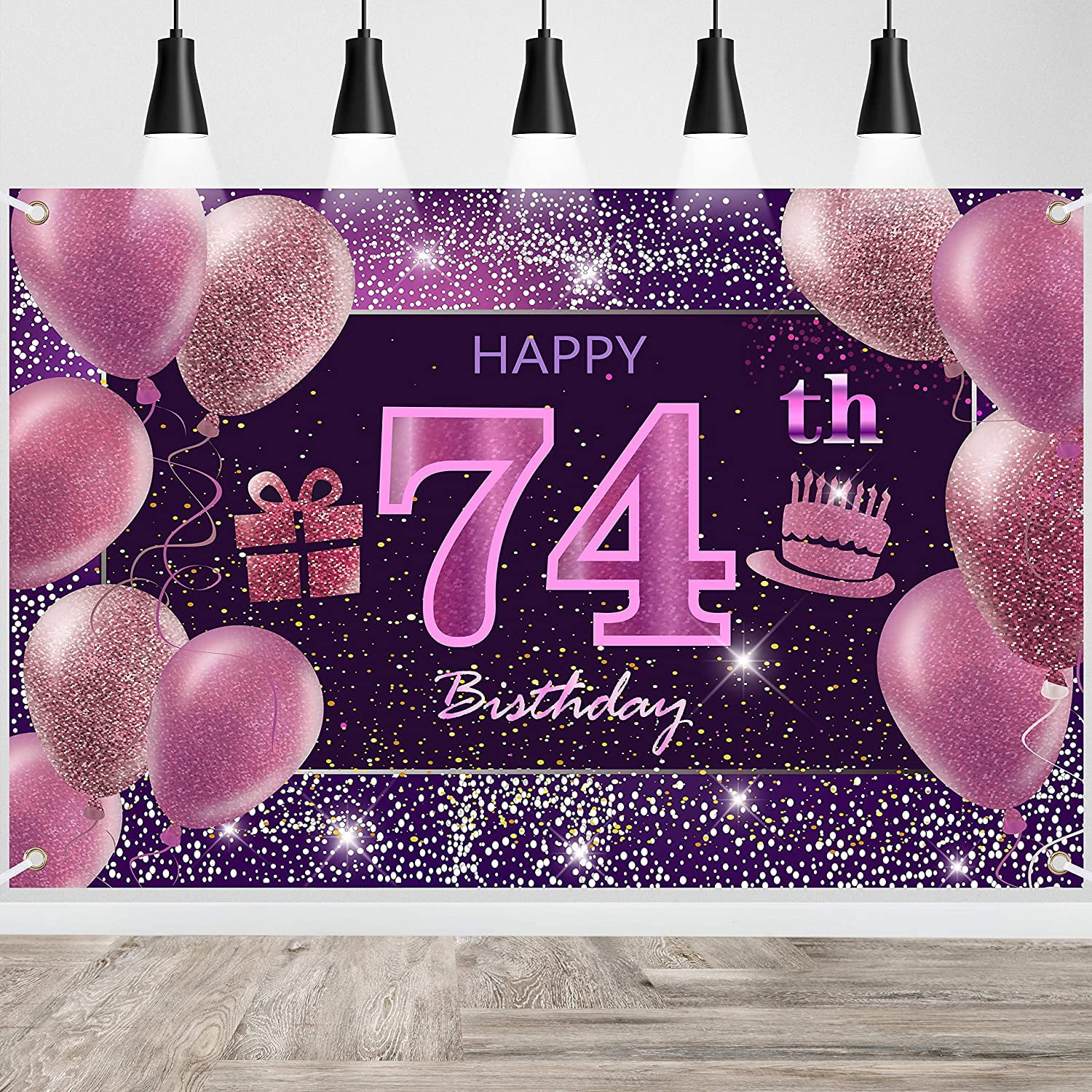 74th Birthday Decorations for Girls Happy Birthday Banner Pink ...