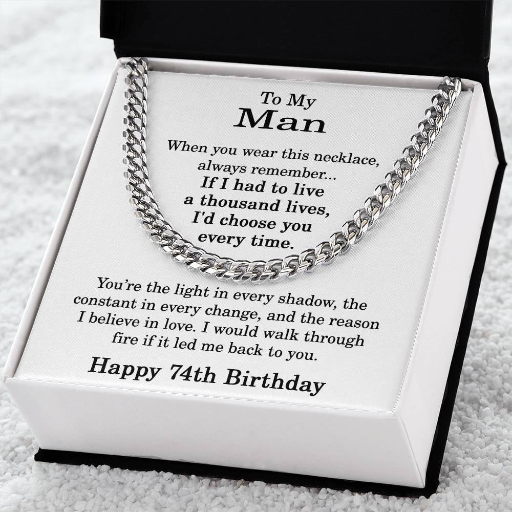 74th Birthday Gift for Him, 74th Birthday Necklace for Men, Adjustable ...