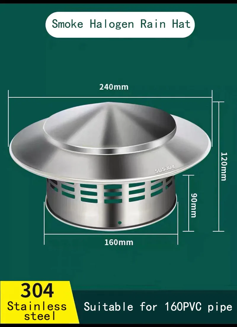 75/160/200mm Stainles Steel Chimney Cap Exterior Wall Fresh Air Outlet ...